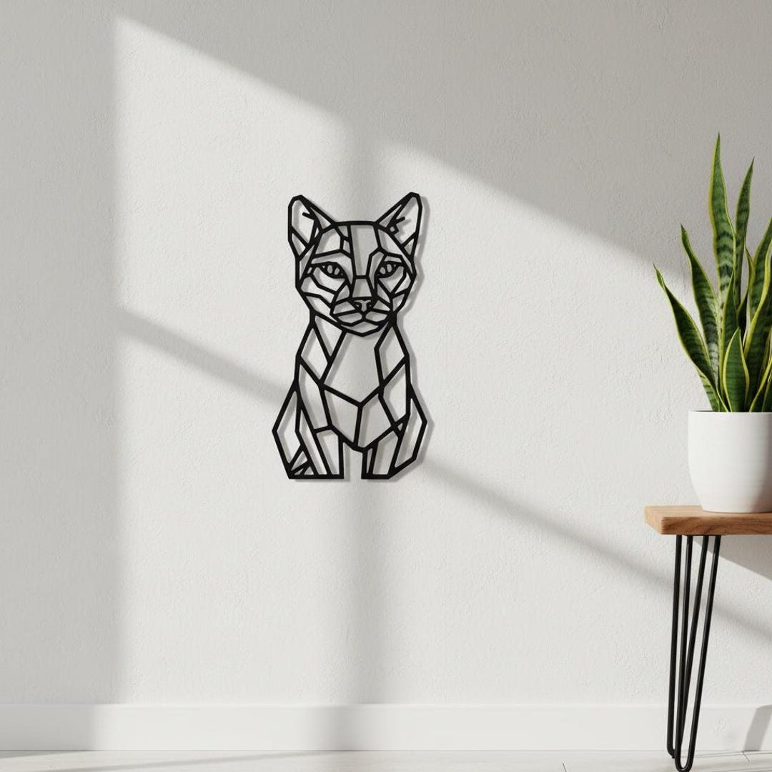 Geometric Puma Metal Wall Art: Modern Living Room Decor - Etsy
