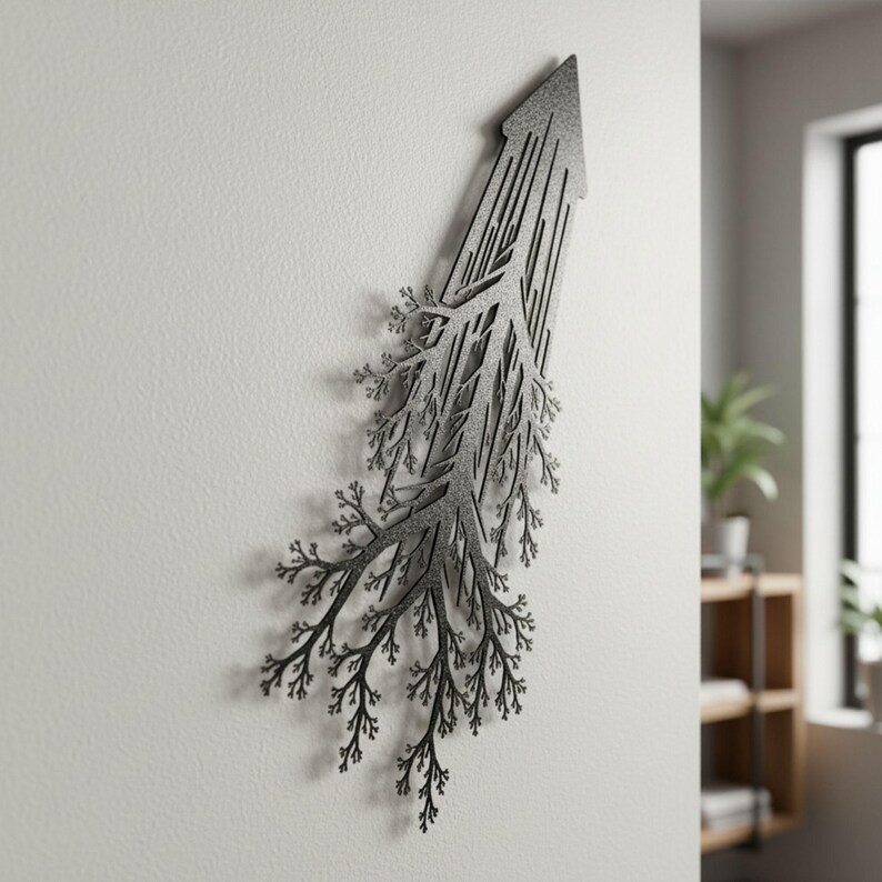 Metal Arrow Tree Branch Wall Art, Abstract Nature Decor, Growth Symbol ...