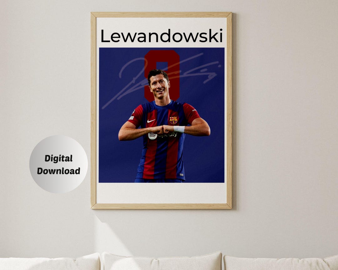 Robert Lewandowski, Framed Print, Printable Poster, Mid-century Modern ...