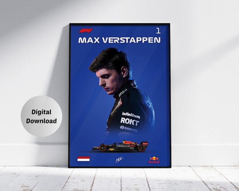 Max Verstappen, Formula 1 Poster Art, Birthday Gift for F1 Fans, Racing ...