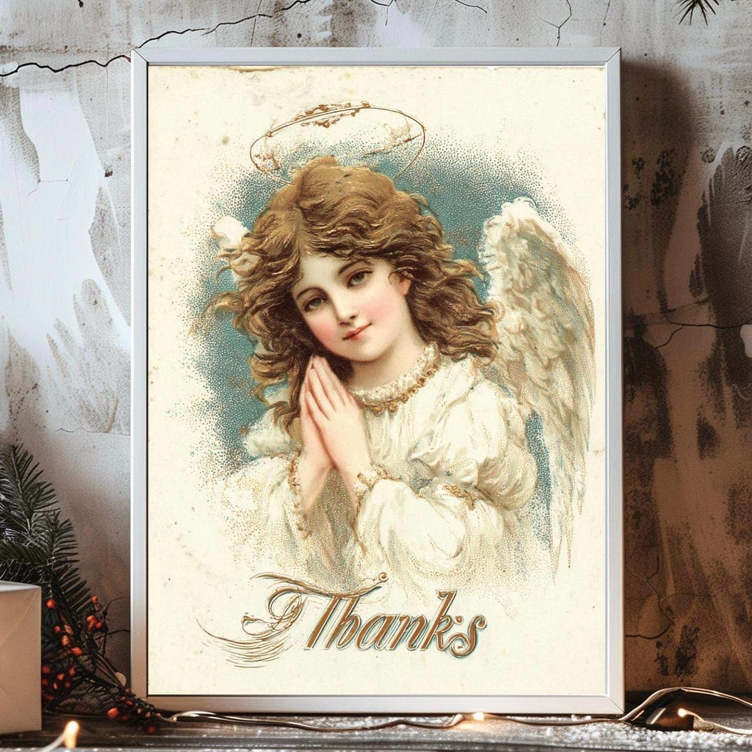 Vintage Angel “thanks” Art Print | Victorian Gratitude Angel | Soft ...