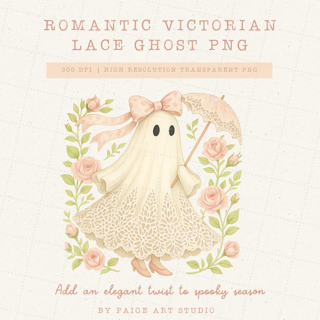 Lace Ghost Clipart PNG: Romantic Victorian Pastel Halloween Decor - Etsy