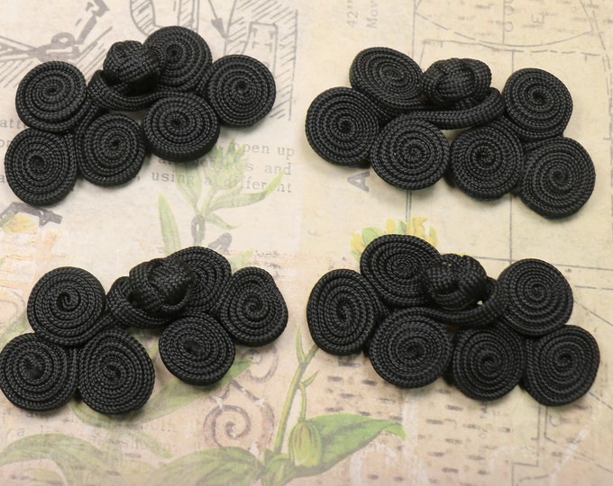 1 Vintage Black Fabric Frog Closure Set - Etsy