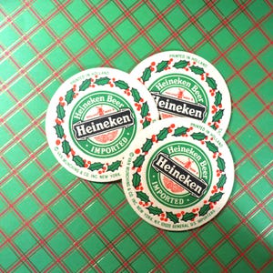 3 Vintage Holiday Heineken Drink Coasters - Etsy