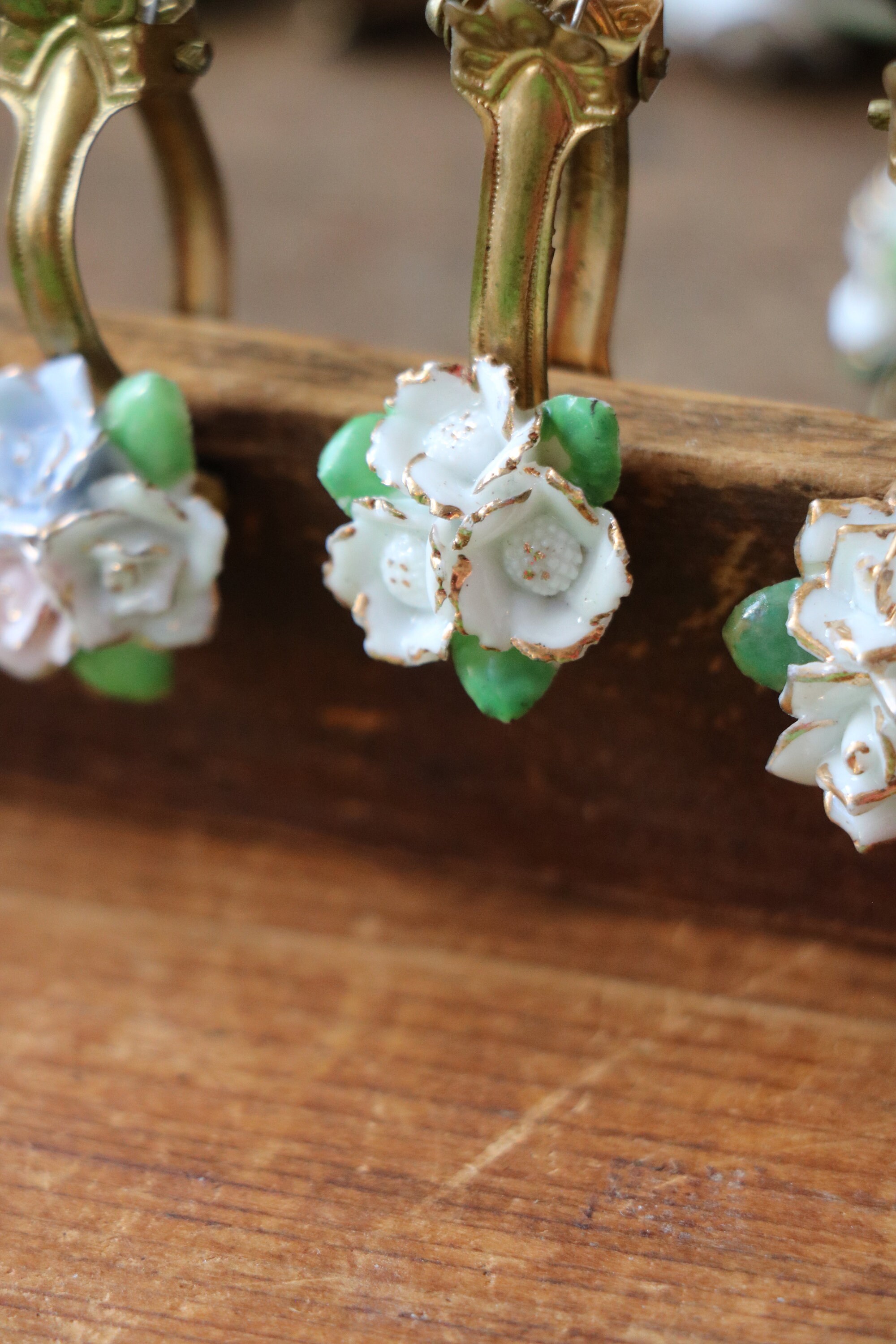 1 Vintage Brass and Ceramic Clip | Etsy