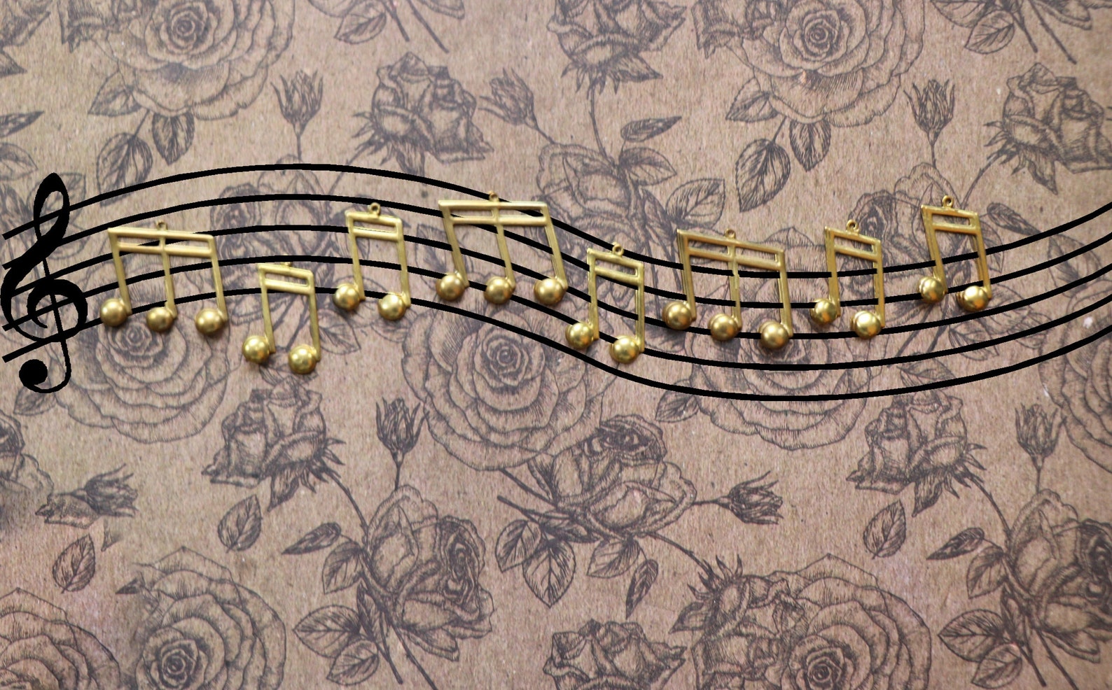 2 Vintage Brass Musical Note Stampings Charm - Etsy