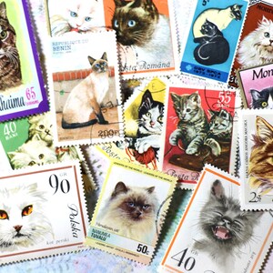 5 Vintage Cat Postage Stamps - Etsy