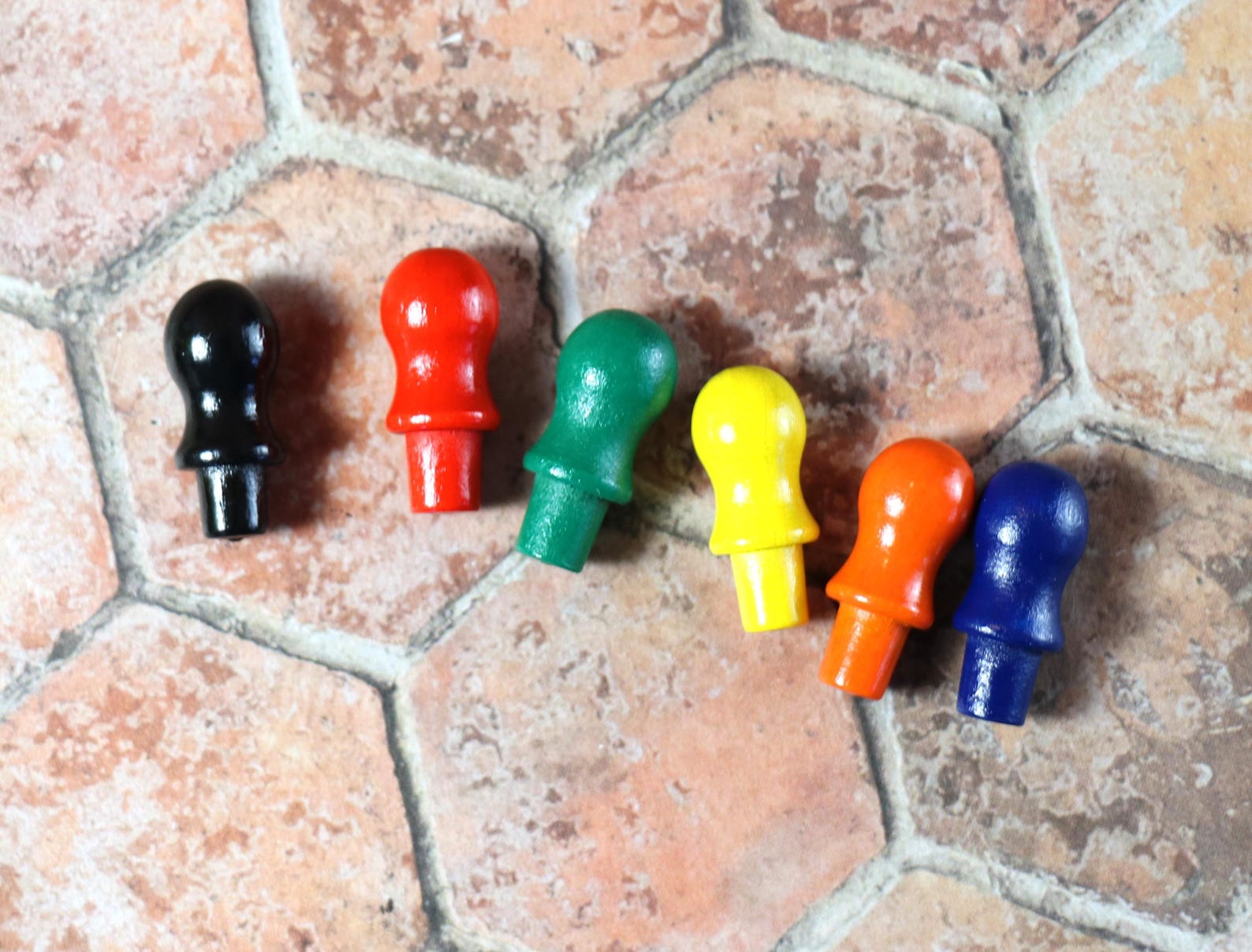 6 Vintage Small Painted Wooden Pegs - Etsy