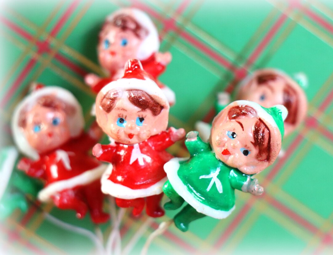 1 Vintage Plastic Red or Green Elf Pick From Hong Kong - Etsy