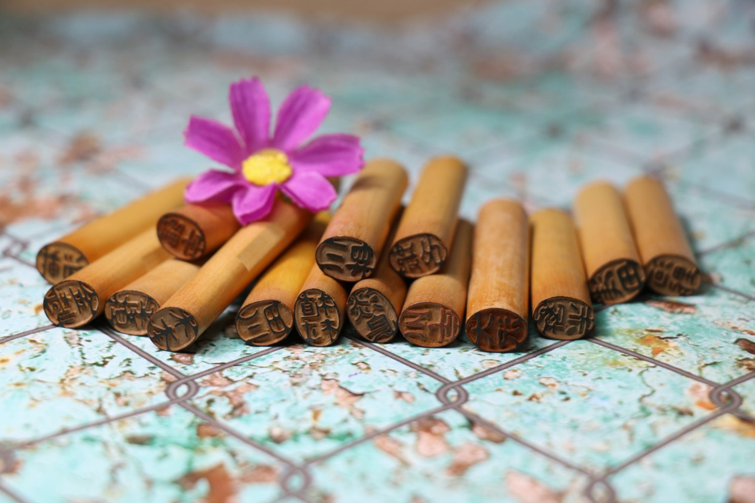 1 Vintage Japanese Carved Wood Name Stamp - Etsy