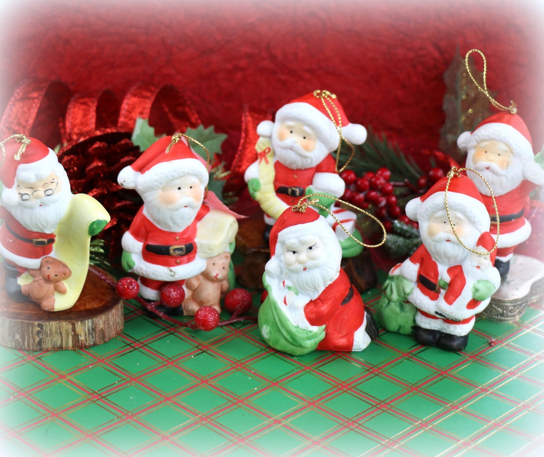 1 Vintage Bisque Santa Christmas Ornament - Etsy
