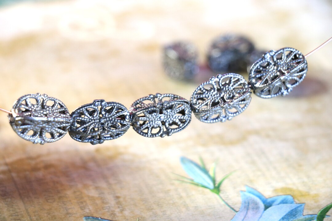 4 Vintage Silver Metal 4-sided Bead - Etsy