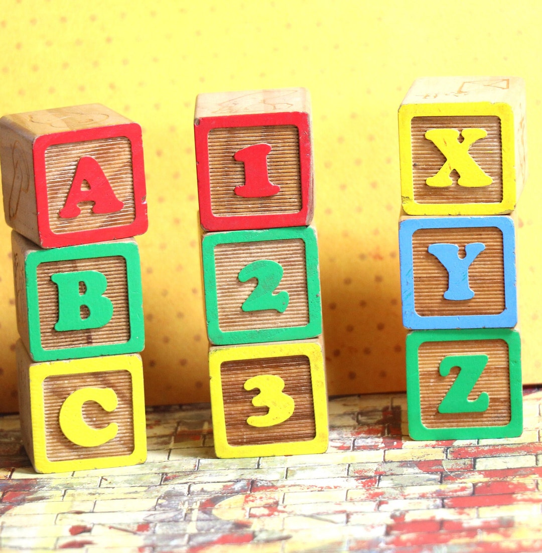 Set of 3 Vintage Wooden Blocks - Etsy