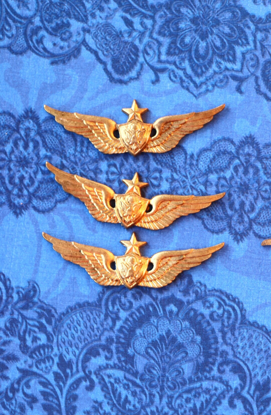 1 Vintage Brass Wings With Military Emblem - Etsy