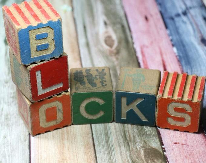 Vintage 1950s Group of 12 Children's Playskool Large 1.5" Wood Alphabet ...