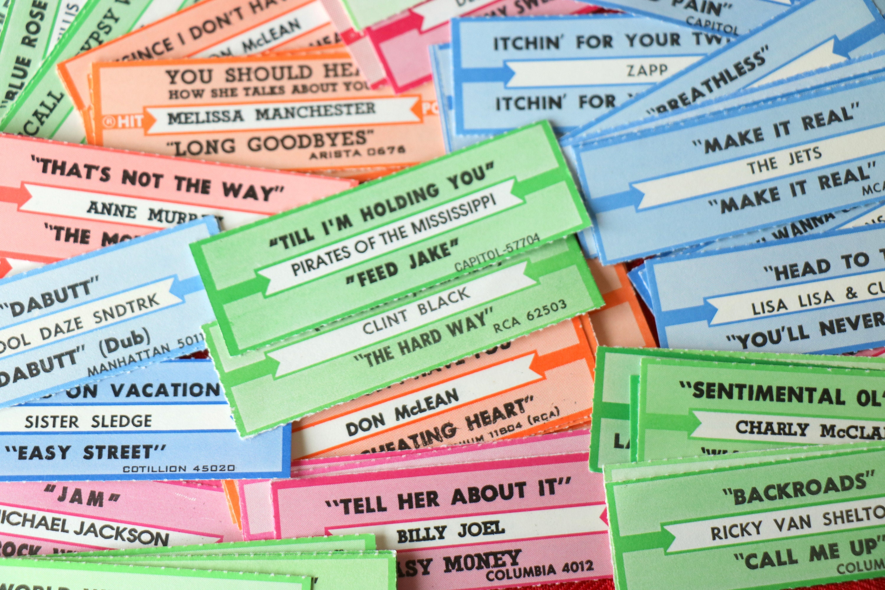 Set of 6 1980's Jukebox Song Tags | Etsy