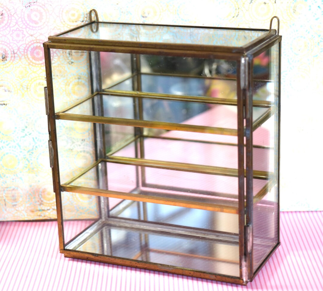 Vintage Glass and Brass Mirrored Display Case - Etsy
