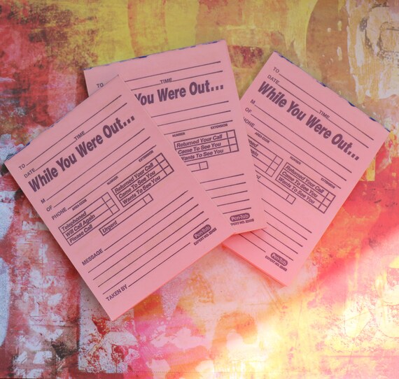 1 Vintage Pink Paper Phone Message Pad - Etsy