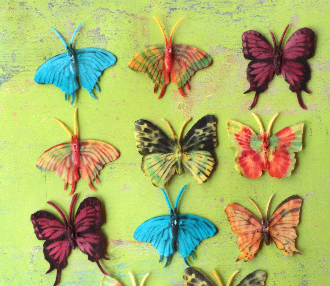 1 Vintage Flocked Plastic Butterfly - Etsy