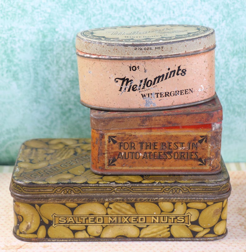 1 Vintage Distressed Advertising Tin - Set 2 - Etsy