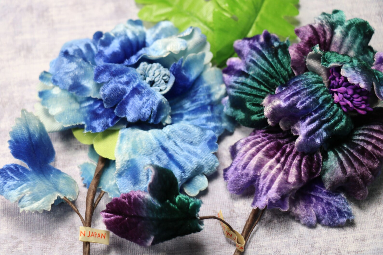 1 Vintage Blue or Purple Velvet Bloom Flower Japan - Etsy