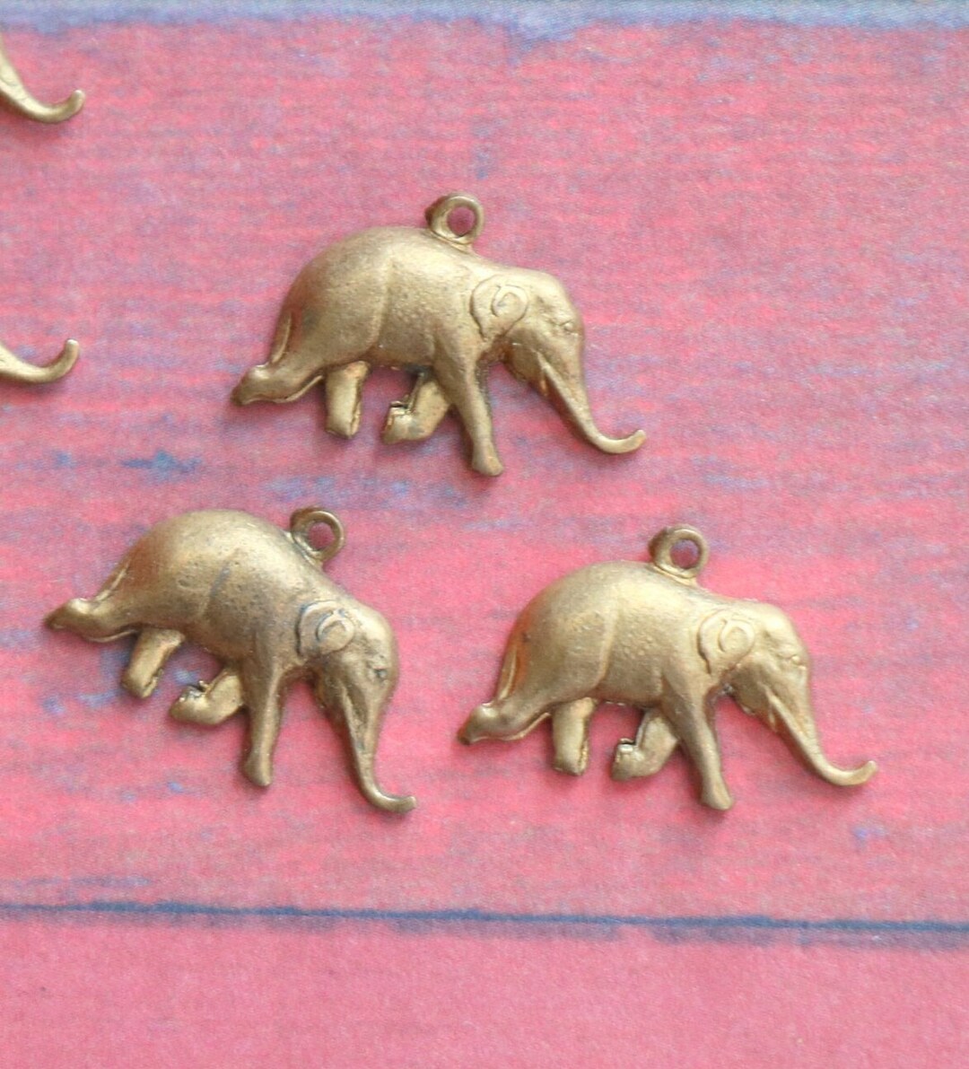 1 Vintage Brass Stamped Elephant Charm - Etsy