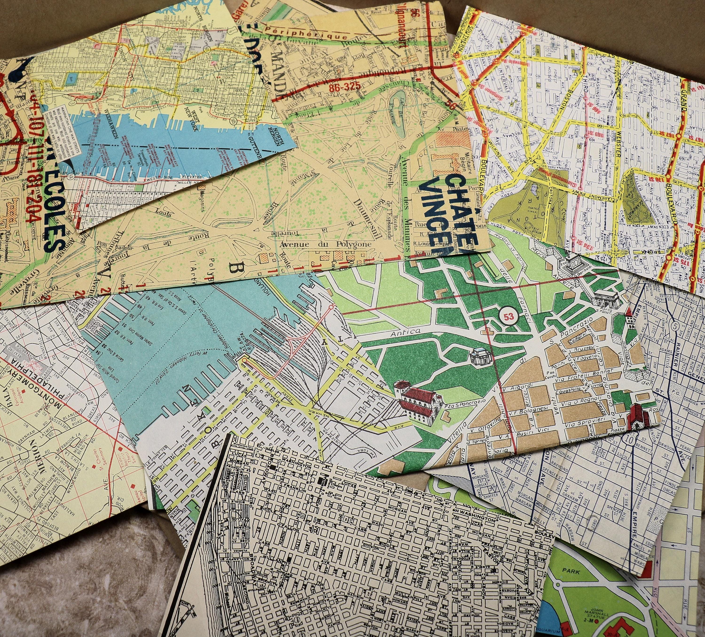 1 Pack of Vintage City Walking Map Pieces - Etsy
