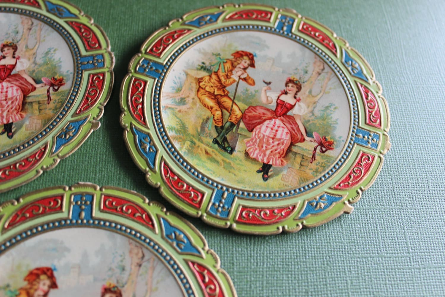 2 Vintage Embossed Coasters - Etsy