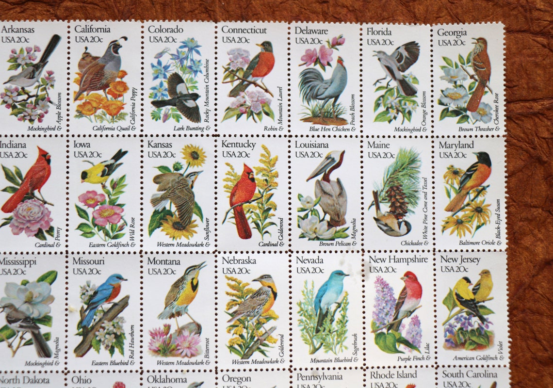 1 Vintage 20 Cent State Bird Postage Stamp | Etsy