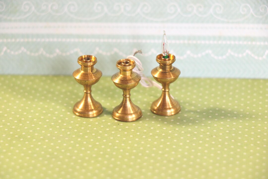 1 Vintage Solid Brass Miniature Lamp Base Part - Etsy