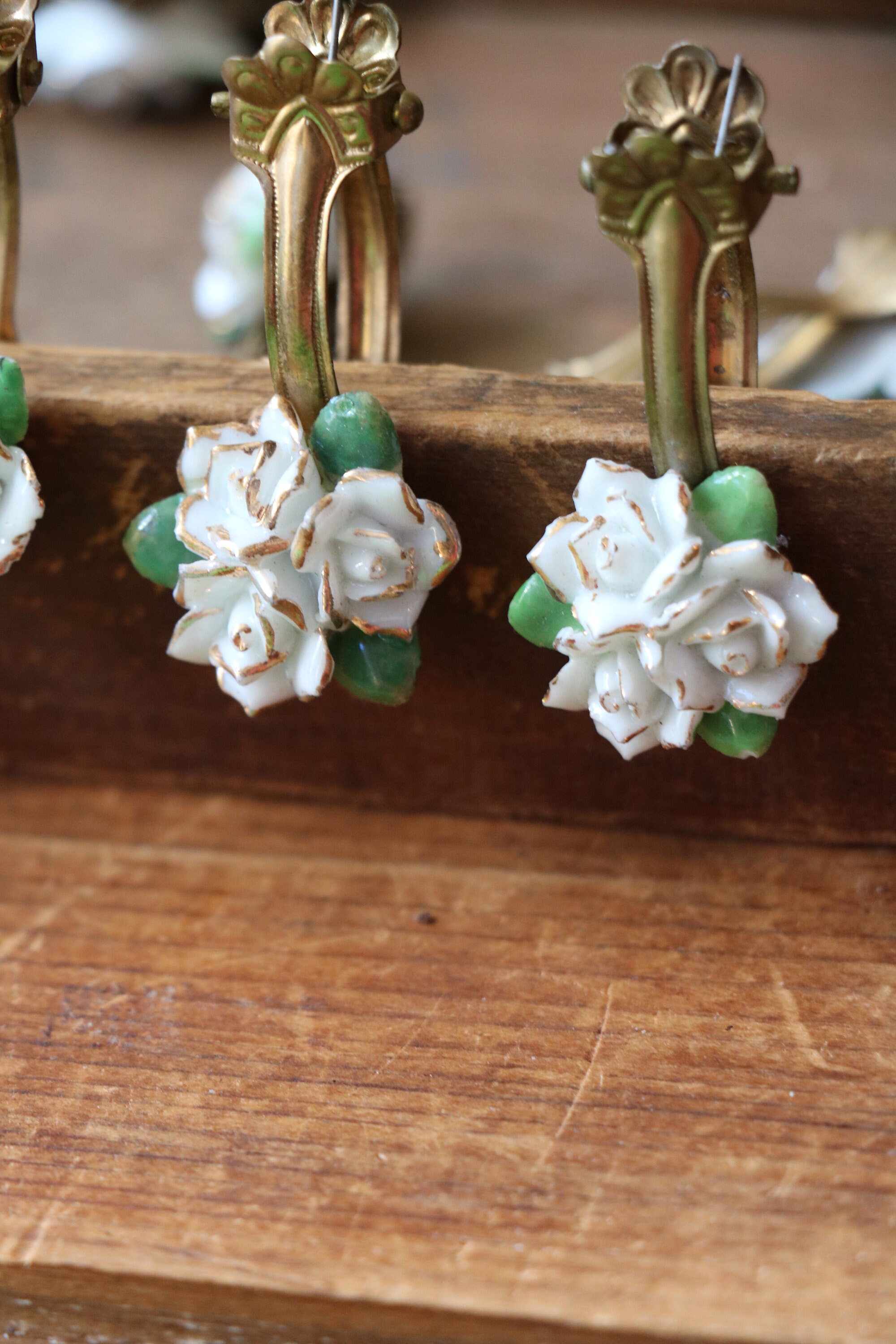 1 Vintage Brass and Ceramic Clip | Etsy