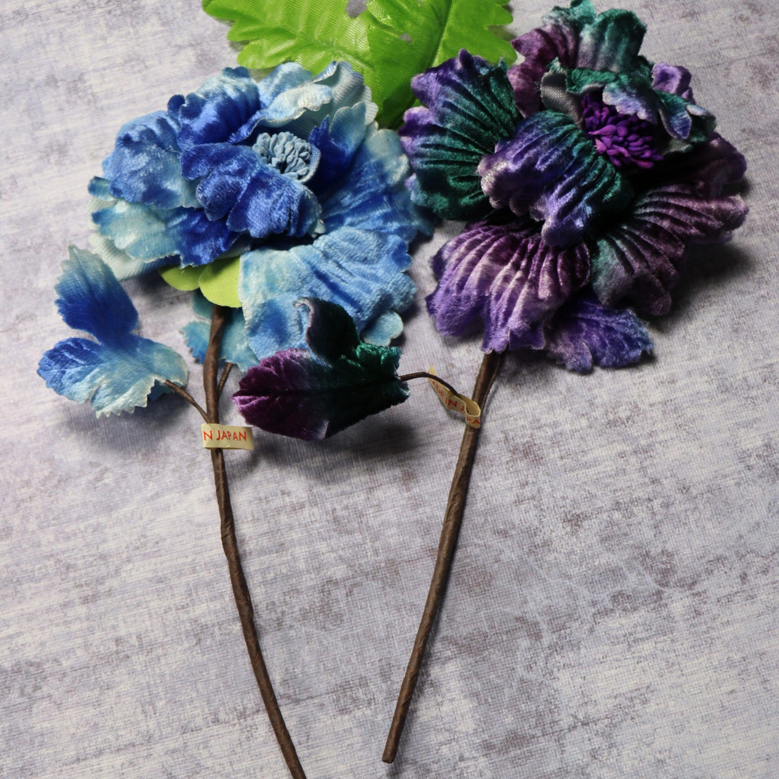 1 Vintage Blue or Purple Velvet Bloom Flower Japan | Etsy