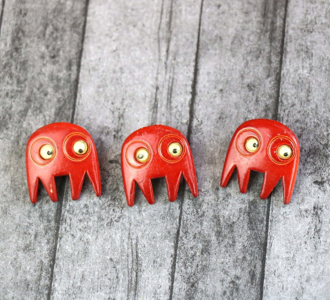 Vintage 1980's Pac-man Red Ghost Enamel Pin - Etsy