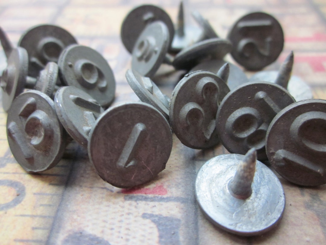 3 Vintage Metal Numbered Tacks - Etsy
