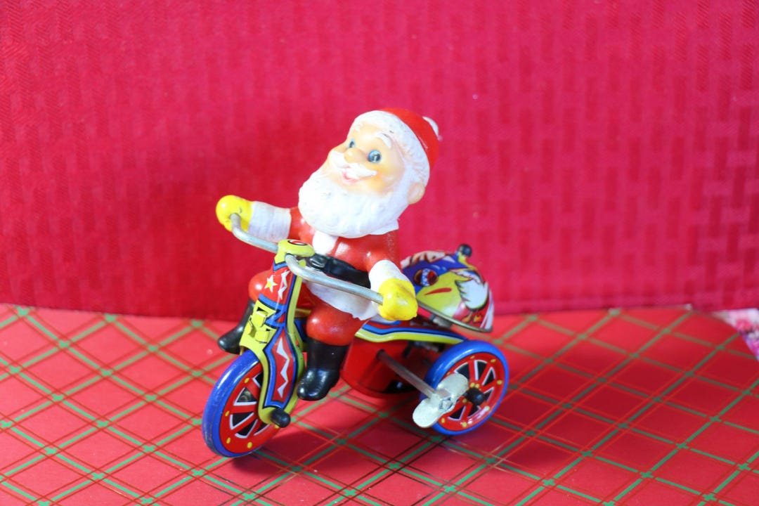 Vintage MTU Tin Santa on Tricycle Wind-up Toy - Etsy