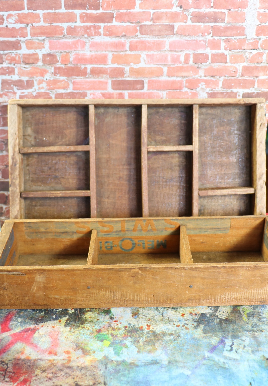 1 Vintage Small Wooden Divided Tray - Etsy