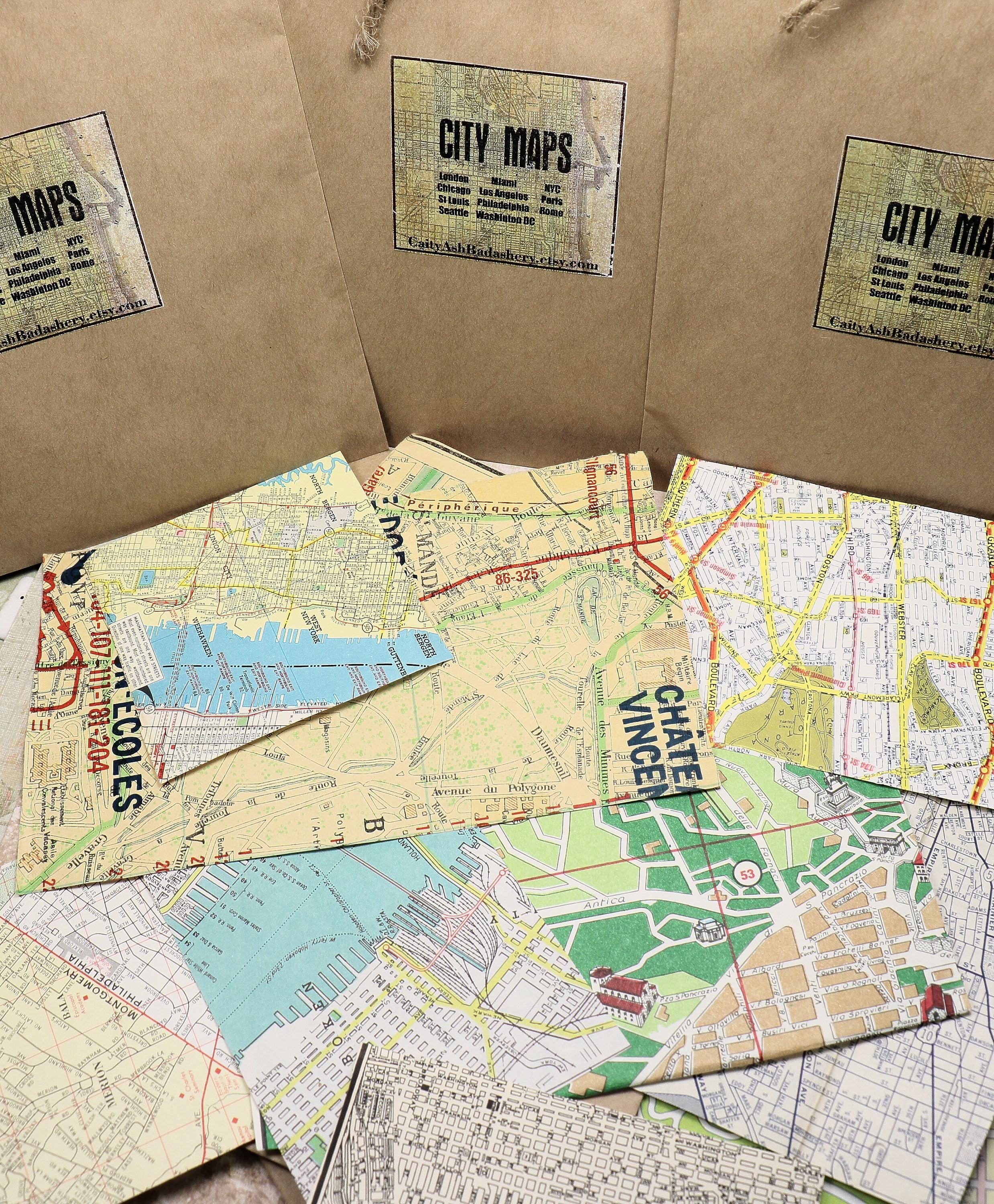 1 Pack of Vintage City Walking Map Pieces - Etsy