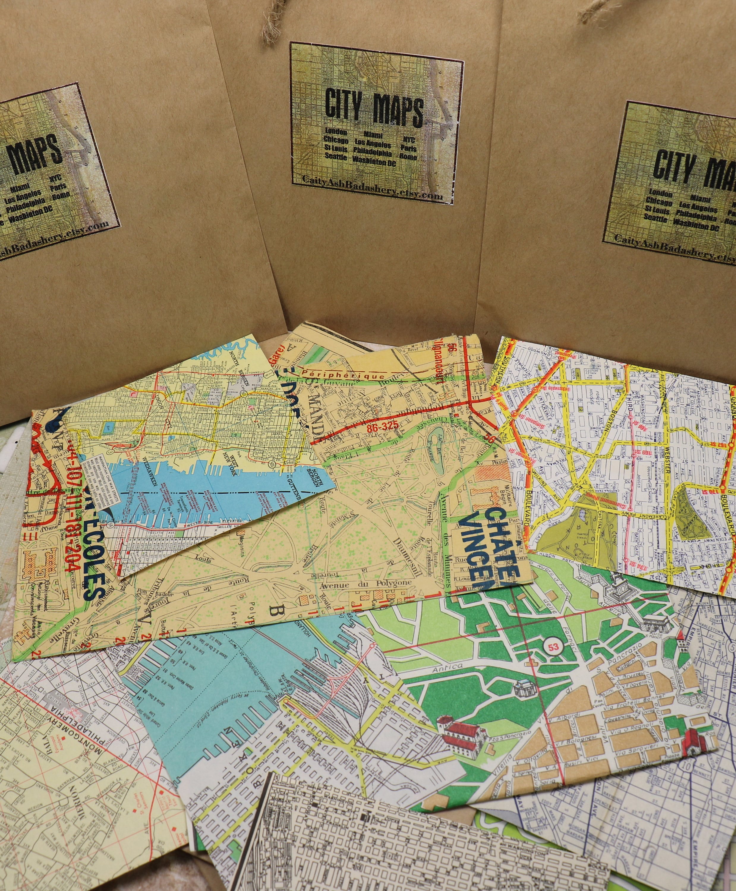 1 Pack of Vintage City Walking Map Pieces | Etsy