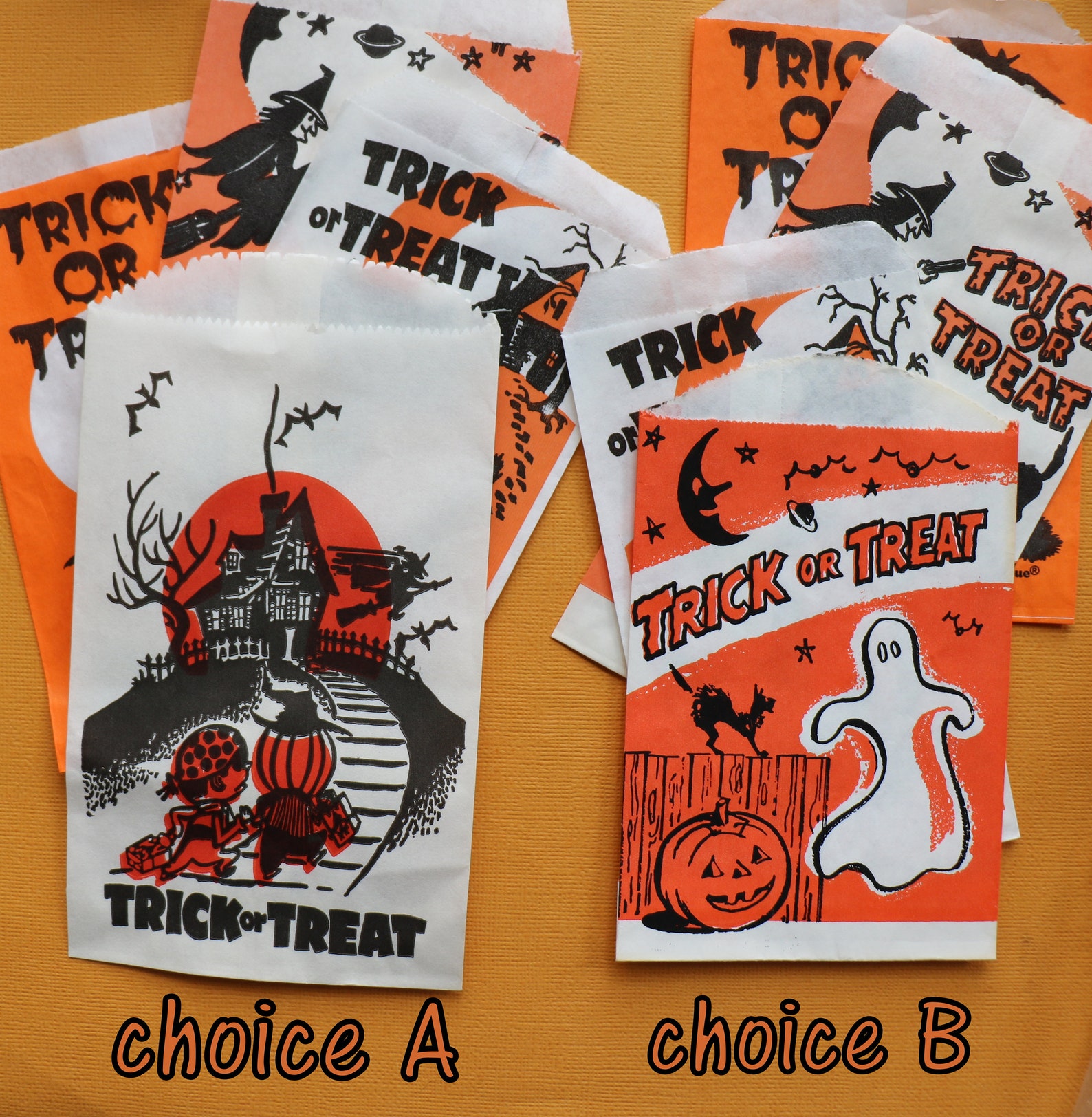 4 Vintage Halloween Paper Treat Bags | Etsy