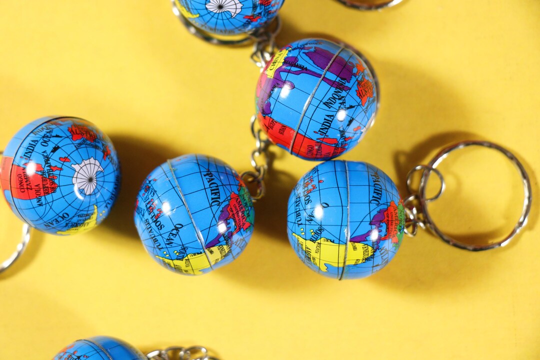 1 Tin Lithograph Globe Keychain - Etsy