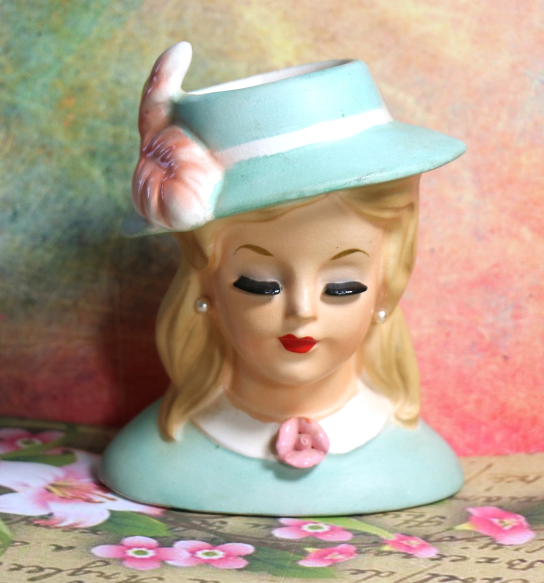 Vintage Napco 1960 Ceramic Lady Head Vase - Etsy