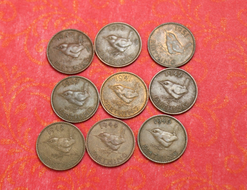 1 Vintage Brass Farthing Coin With Bird - Etsy