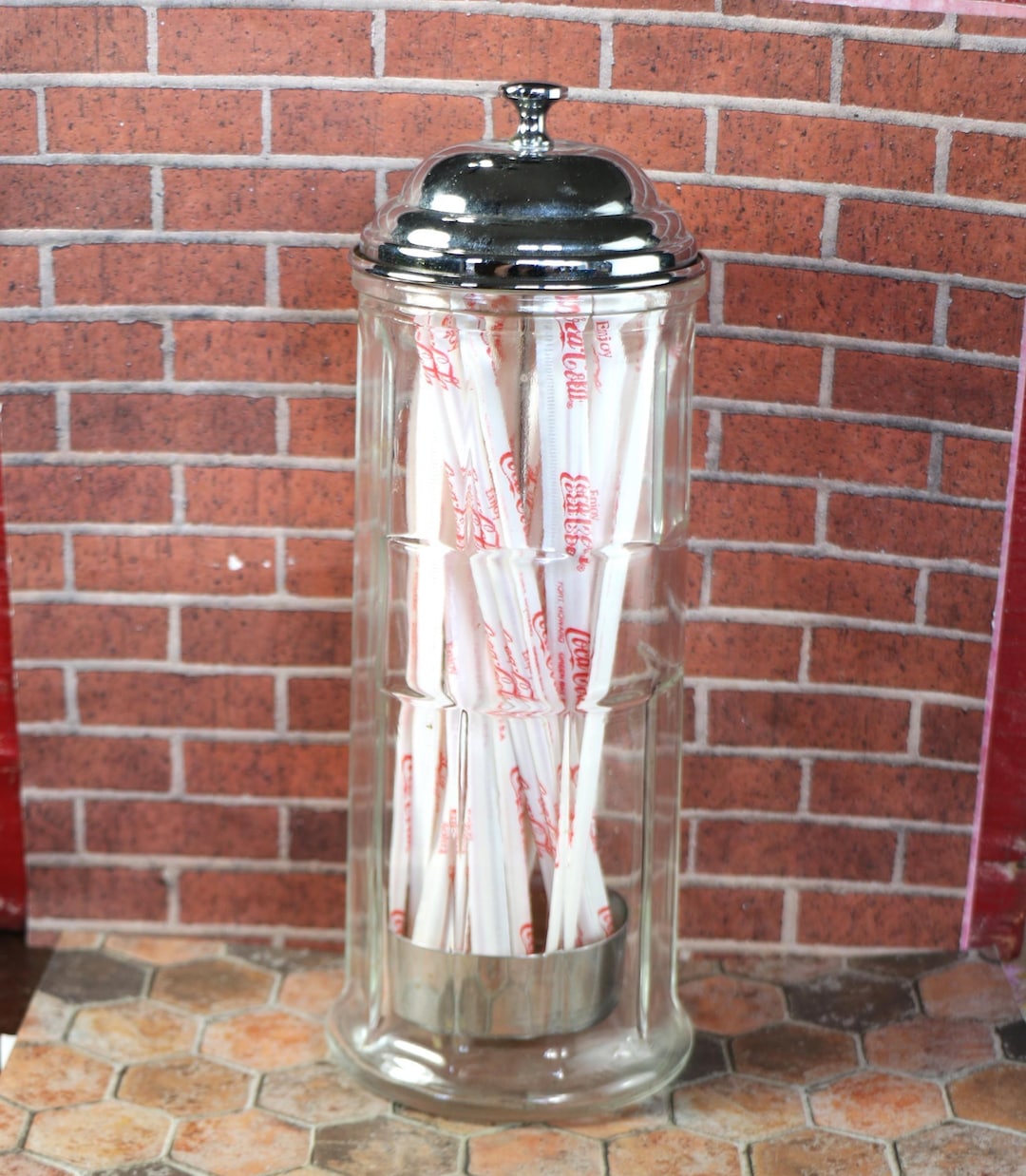 1 Vintage 1950's Soda Fountain Countertop Straw Dispenser With Coca ...