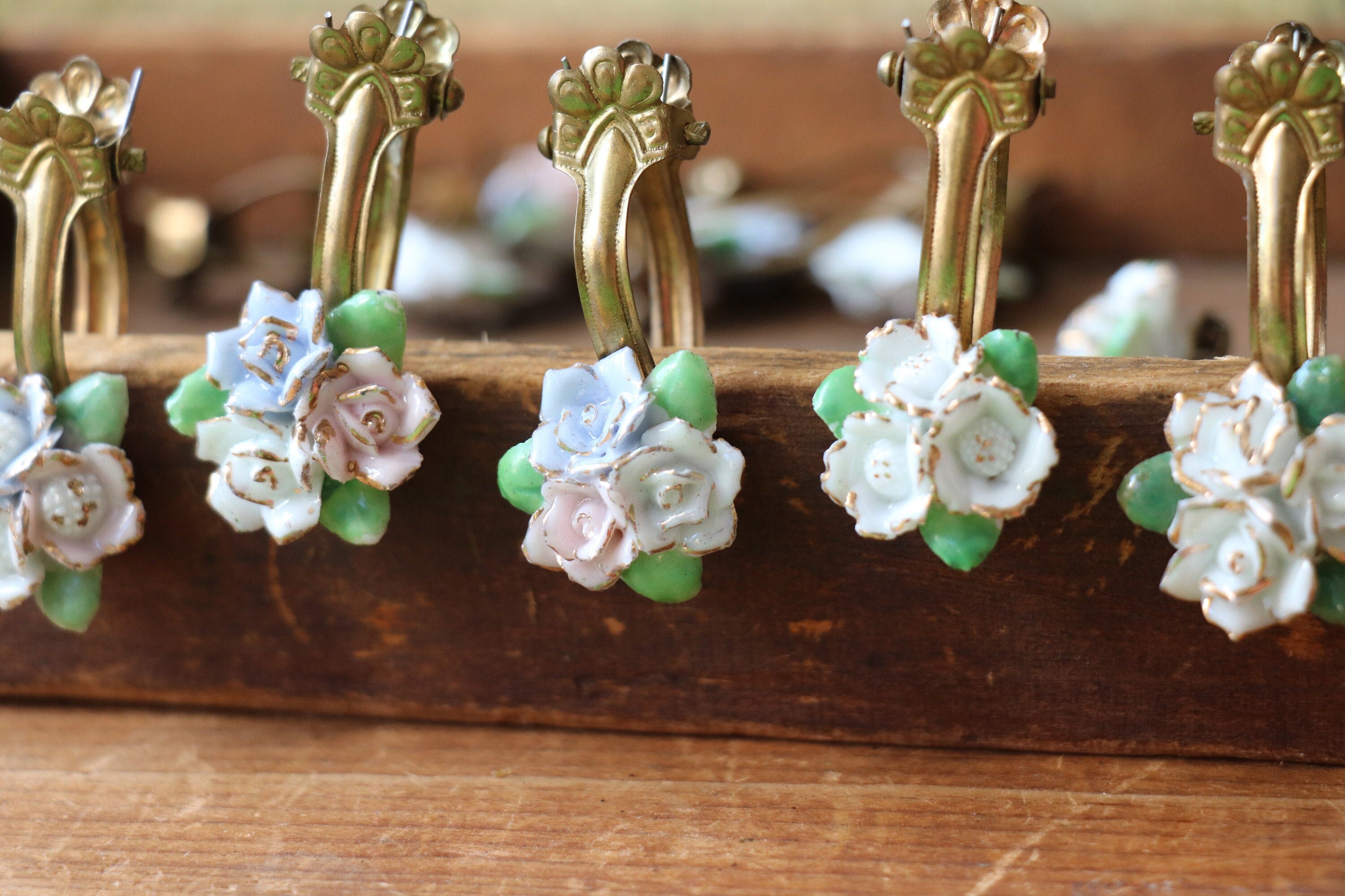 1 Vintage Brass and Ceramic Clip | Etsy