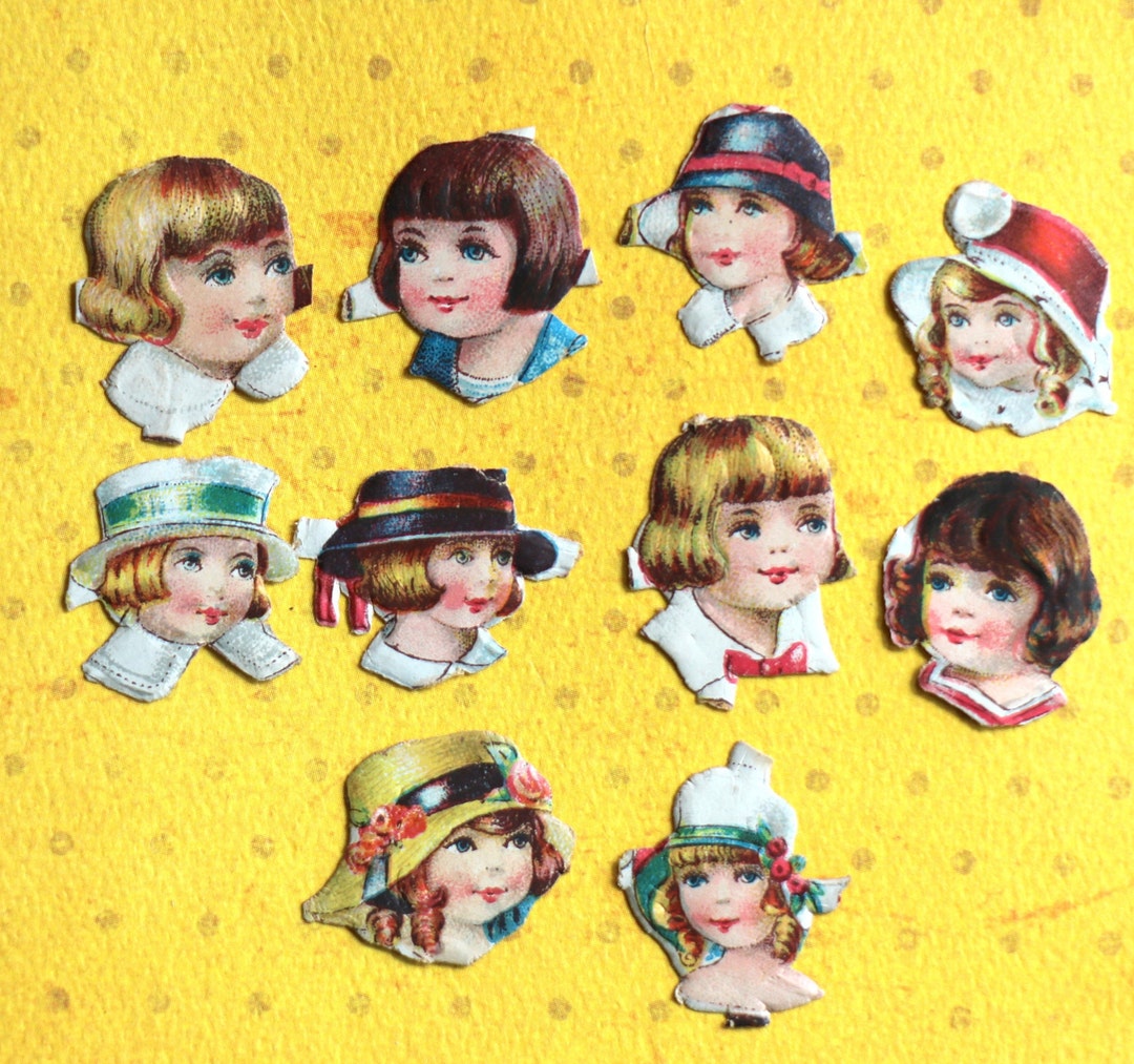 4 Antique Victorian Embossed Girl Head Scrap Die Cut - Etsy