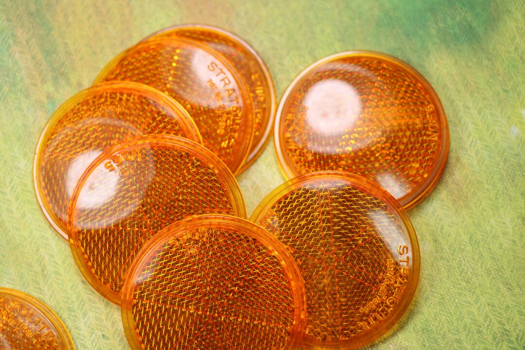 2 Vintage Plastic Stratolite Orange Reflectors - Etsy