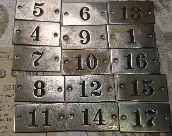 1 Vintage Silver Toned Industrial Numbered Tag - Etsy