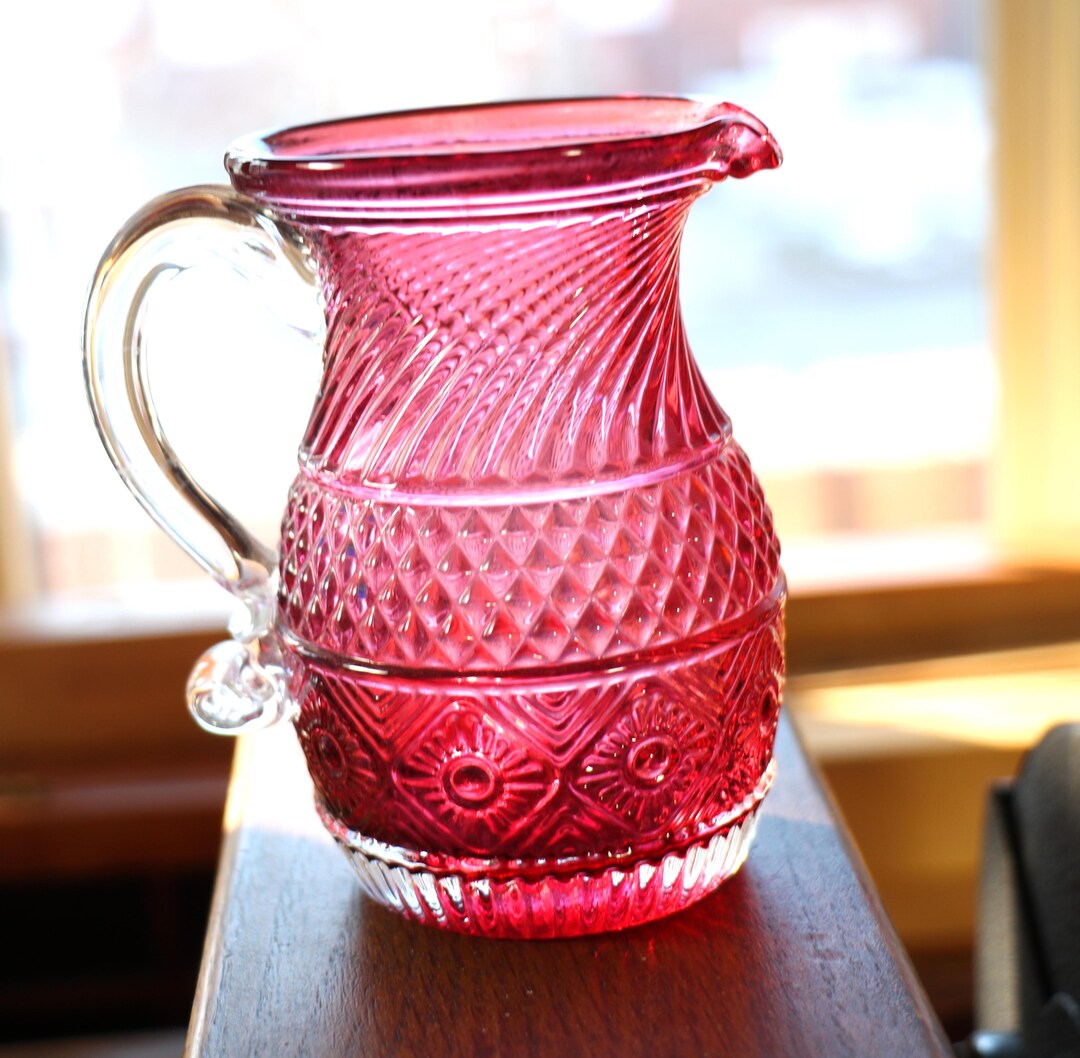 1 Vintage Blown Pilgrim Cranberry Glass Pitcher - Etsy