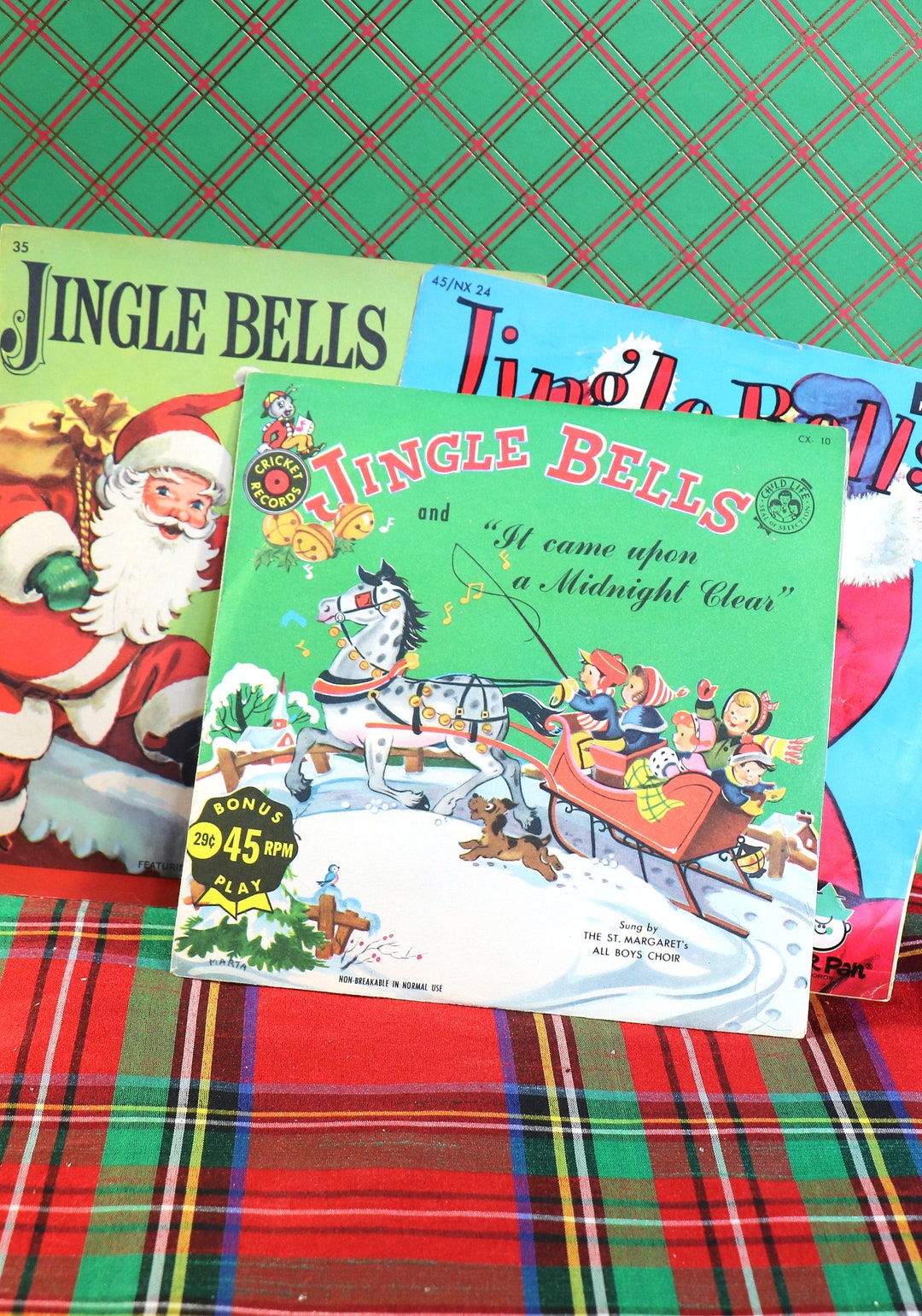 1 Vintage Children's Christmas 45 Record - Jingle Bells - Etsy