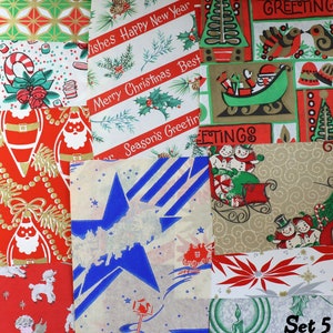 1 Pack 10 Pieces Vintage 1940's and 1950's Christmas Wrapping Paper ...